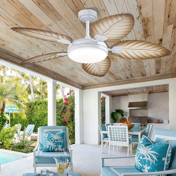 Phorus, Tropical Ceiling Fan, 52 Inch, LED Light, Remote Control ...
