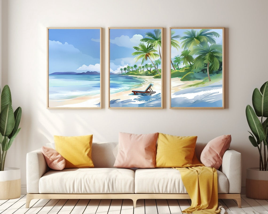Bayamon Beach Coastal Wall Art Caribbean Tropical Decor Seaside Artwork ...