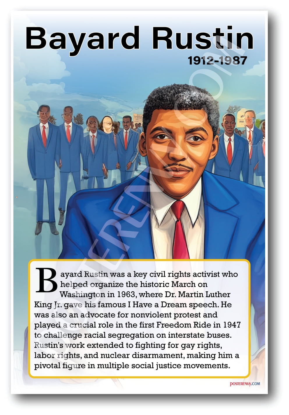 Bayard Rustin - Civil Rights Activist - Biography Poster 18 x 12 inch ...