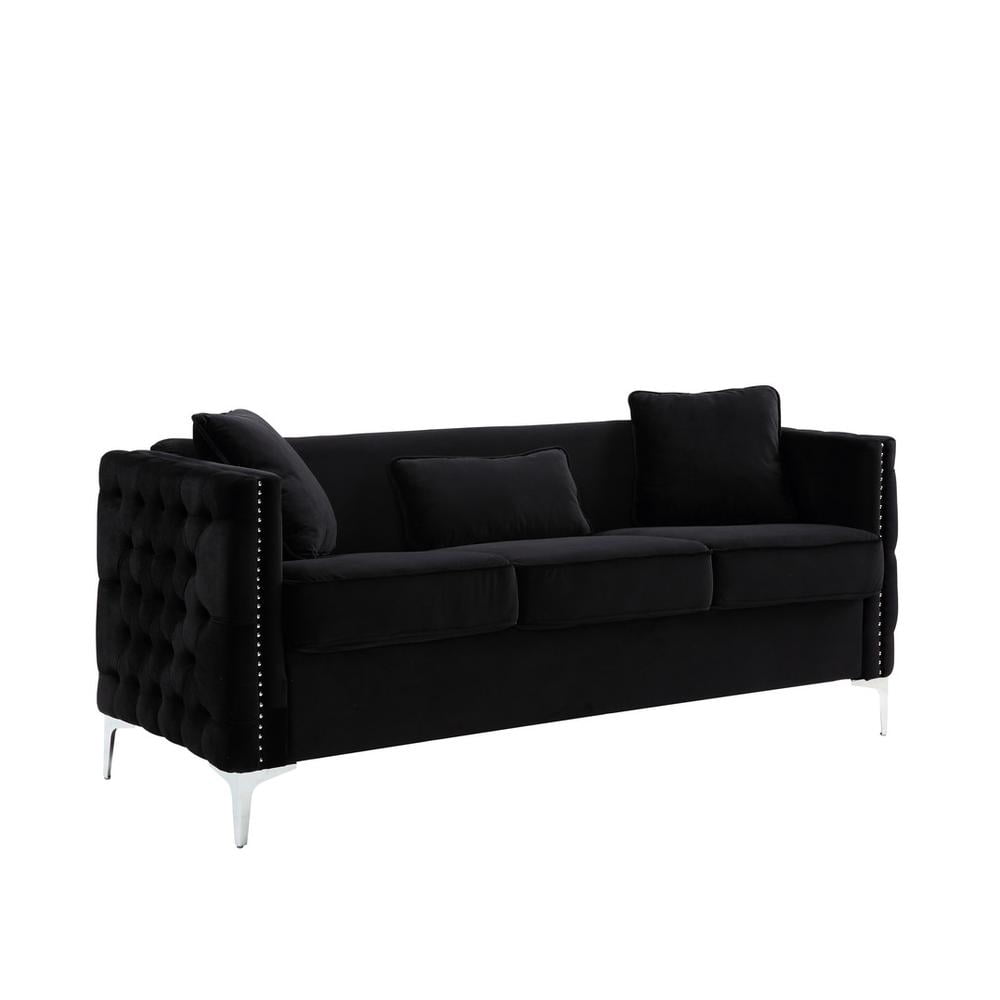 Bayberry Black Velvet Sofa Loveseat Living Room Set - Walmart.com