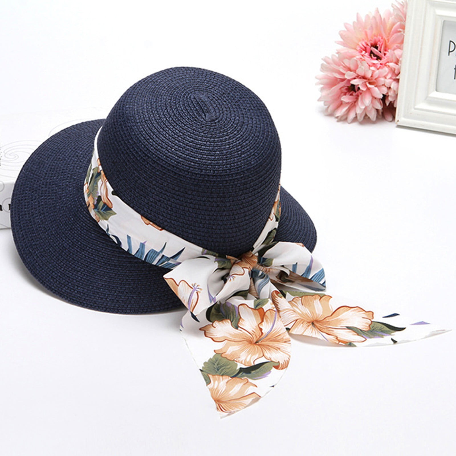 Baycosin Women Summer Wide Straw Hat Beach Foldable Sun Hats Floppy