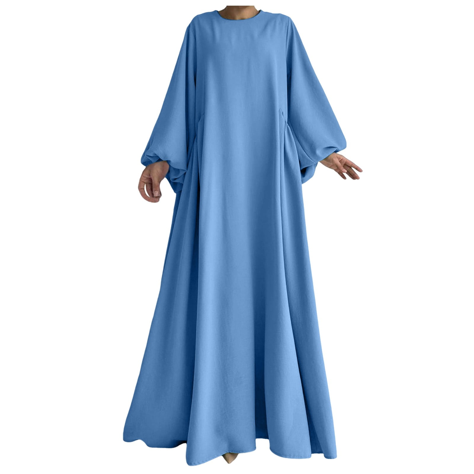 Baycosin Women's Muslim Robe Long Sleeve Long Round Neck Loose ...