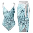 Baycosin Womens V Neck Flower Printed Swimsuit Apron Skirt Bikini Sets