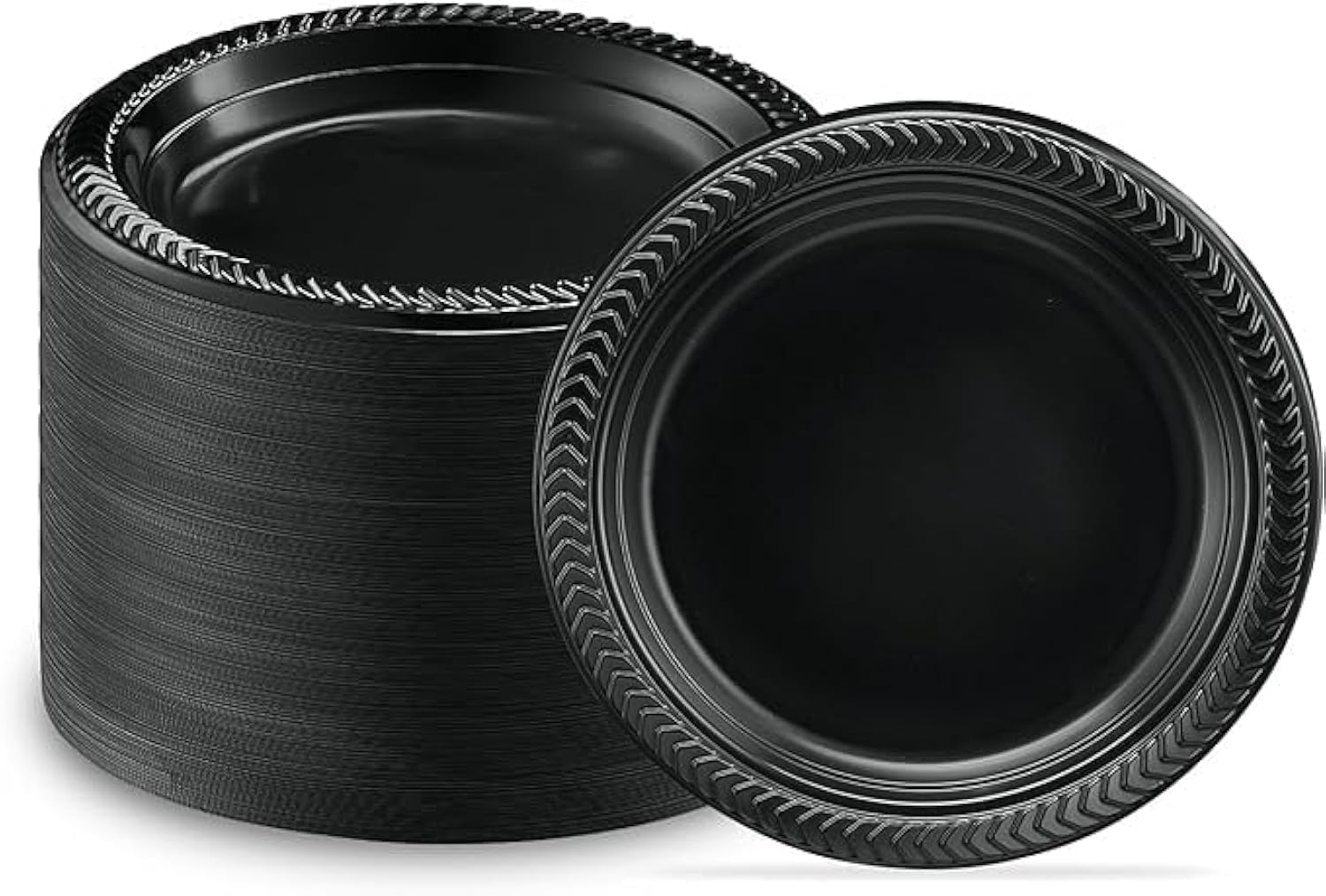 BaydenB Premium Black 6-Inch OIF8 Plastic Plates - Pack of 100 ...
