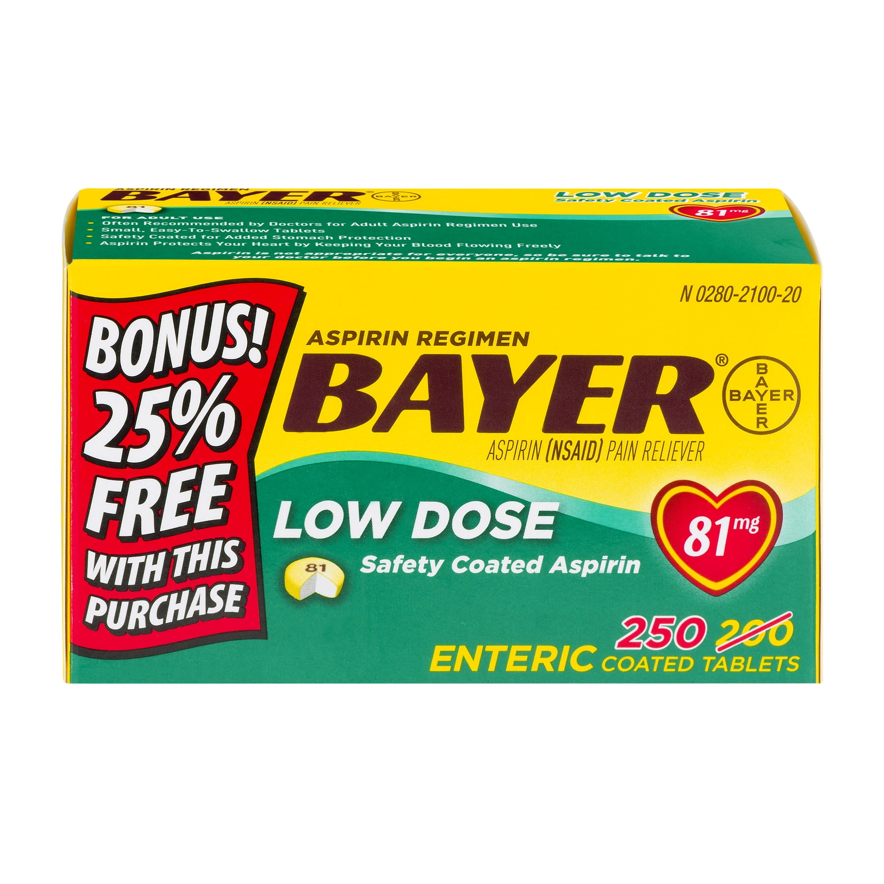 Bayer Aspirin Pain Reliever - 250 CT250.0 CT - Walmart.com
