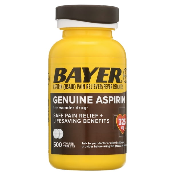 Genuine Bayer Aspirin (NSAID) Pain Reliever/Fever Reducer 325mg 500 ...