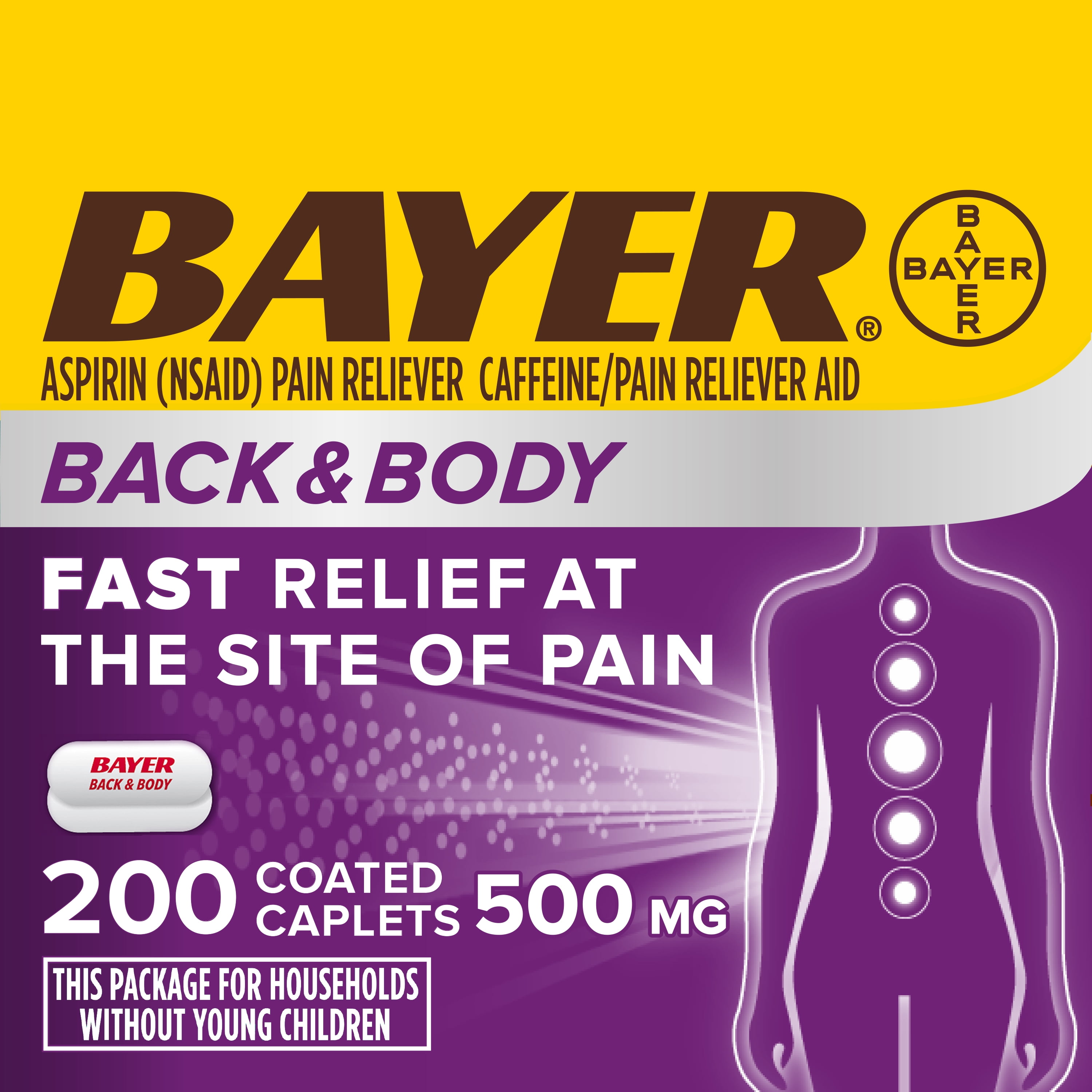 Bayer Extra Strength Pain Reliever Aspirin with Caffeine, 500mg, 200 ... Bayer Extra Strength Pain Reliever Aspirin with Caffeine, 500mg, 200 ...
