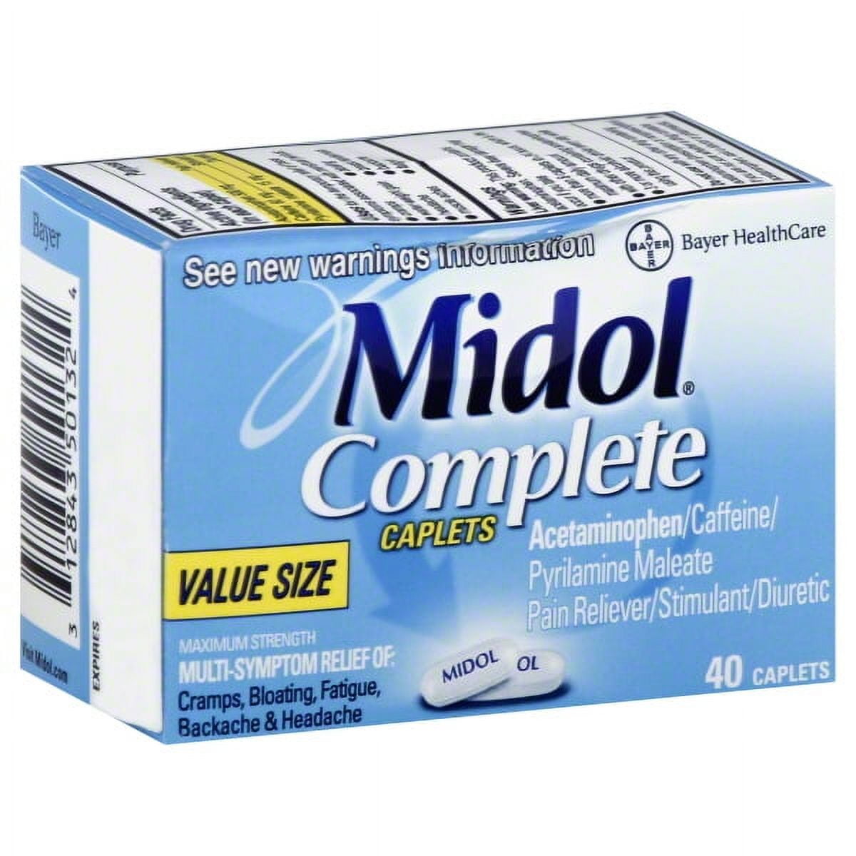 Bayer Consumer Care Midol Complete Pain Reliever/Stimulant/Diuretic, 40 ...