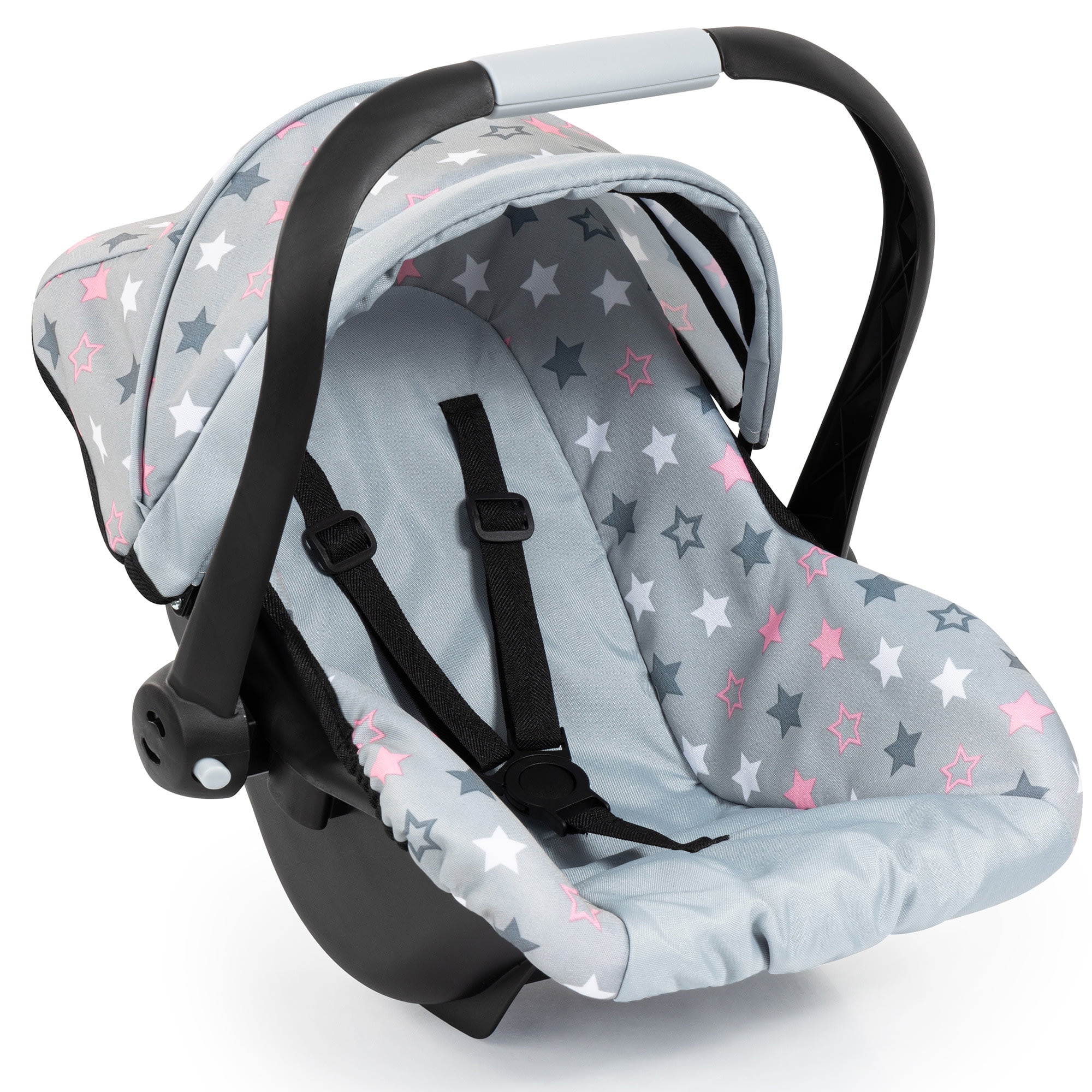 Bayer Design Dolls: Deluxe Car Seat - Grey, Pink, Stars - Accessory For ...