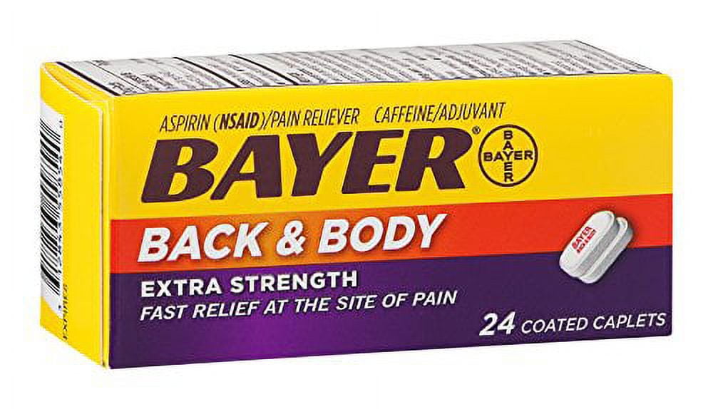 Bayer Extra Strength Back & Body Coated Caplets 24 ea (Pack of 4 ...