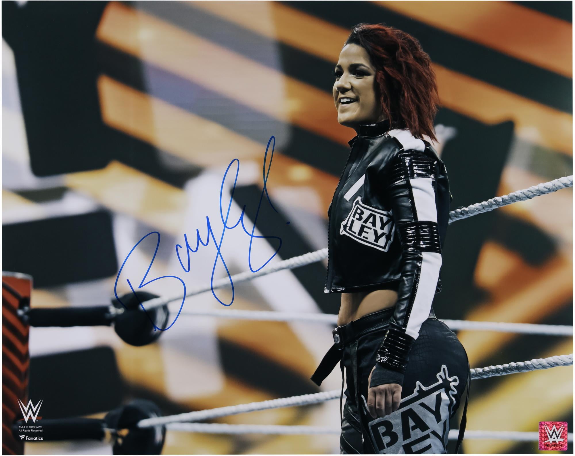 Bayley WWE Autographed 16" x 20" Standing on Apron Photograph ...