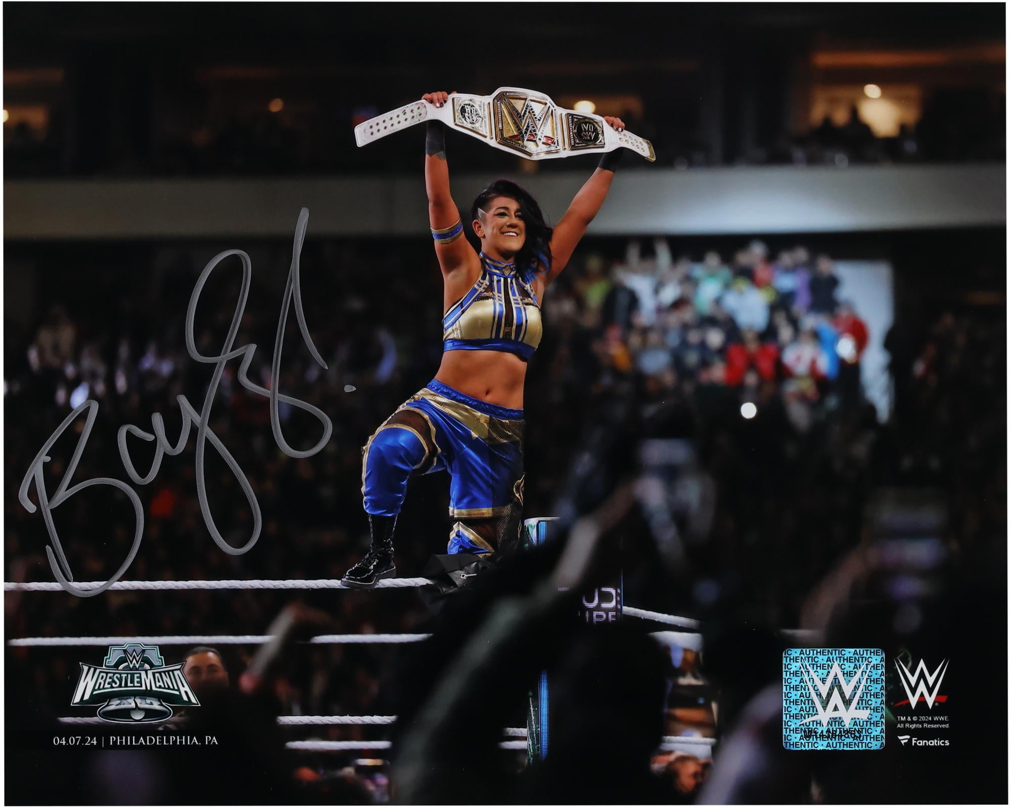 Bayley WWE Autographed 8" x 10" WrestleMania 40 Raising Title ...