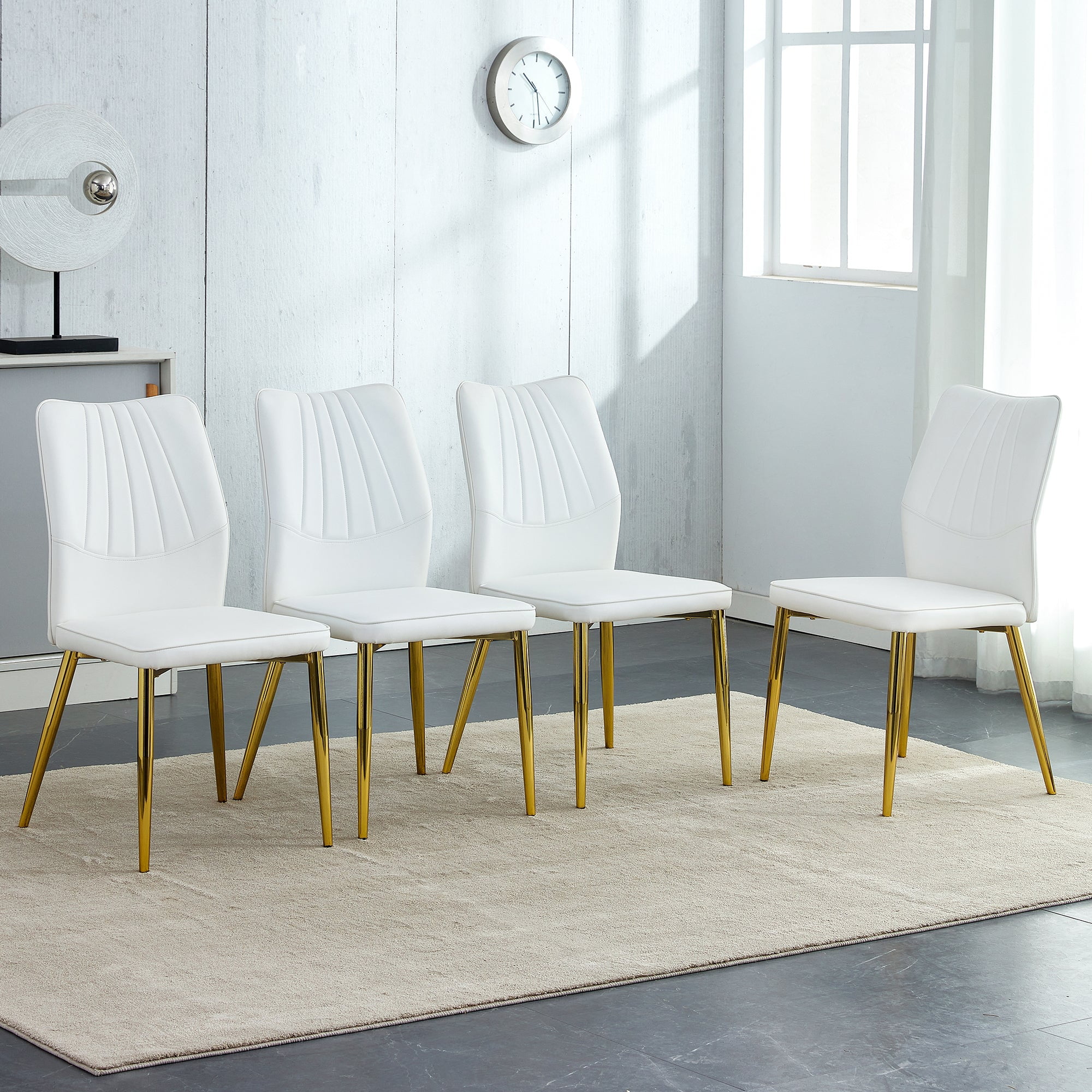 Baylor Dining Chairs with Golden Metal Leg (Set of 4) - White - Walmart.com