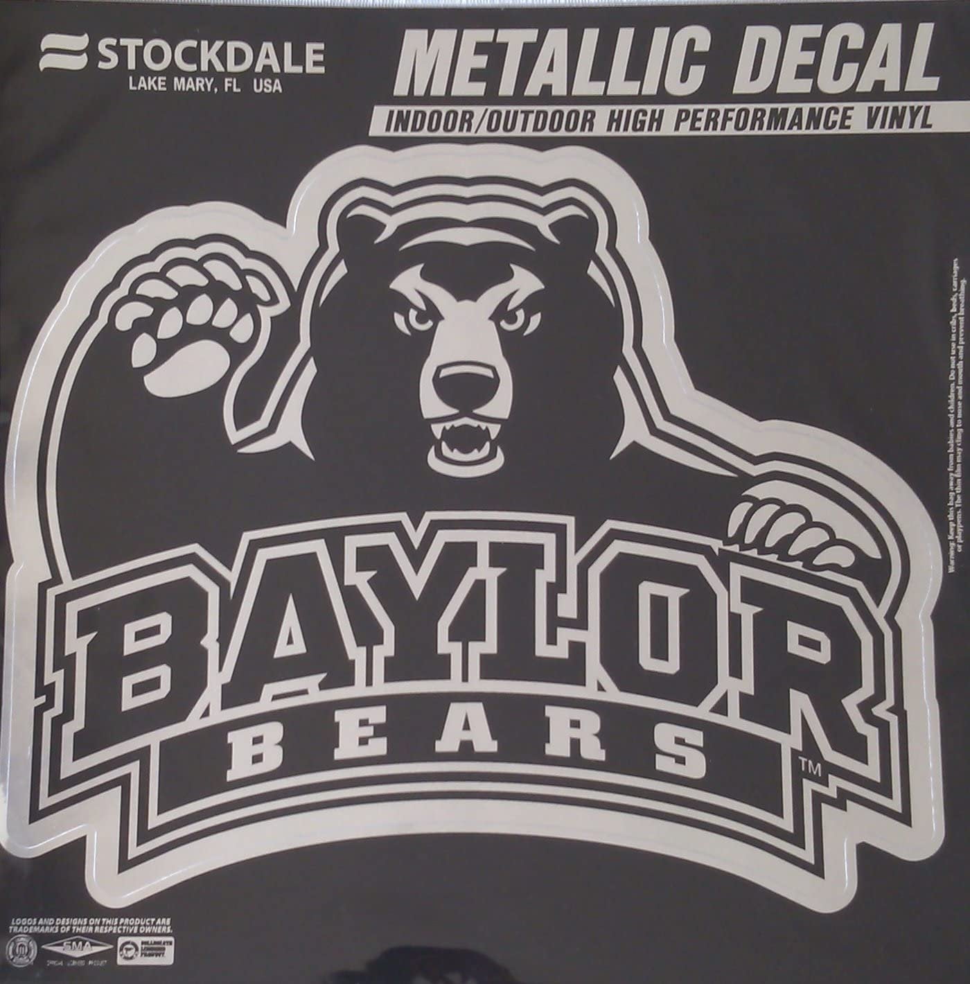 Baylor University Bears 12 Inch Decal Sticker, Metallic Chrome Shimmer ...