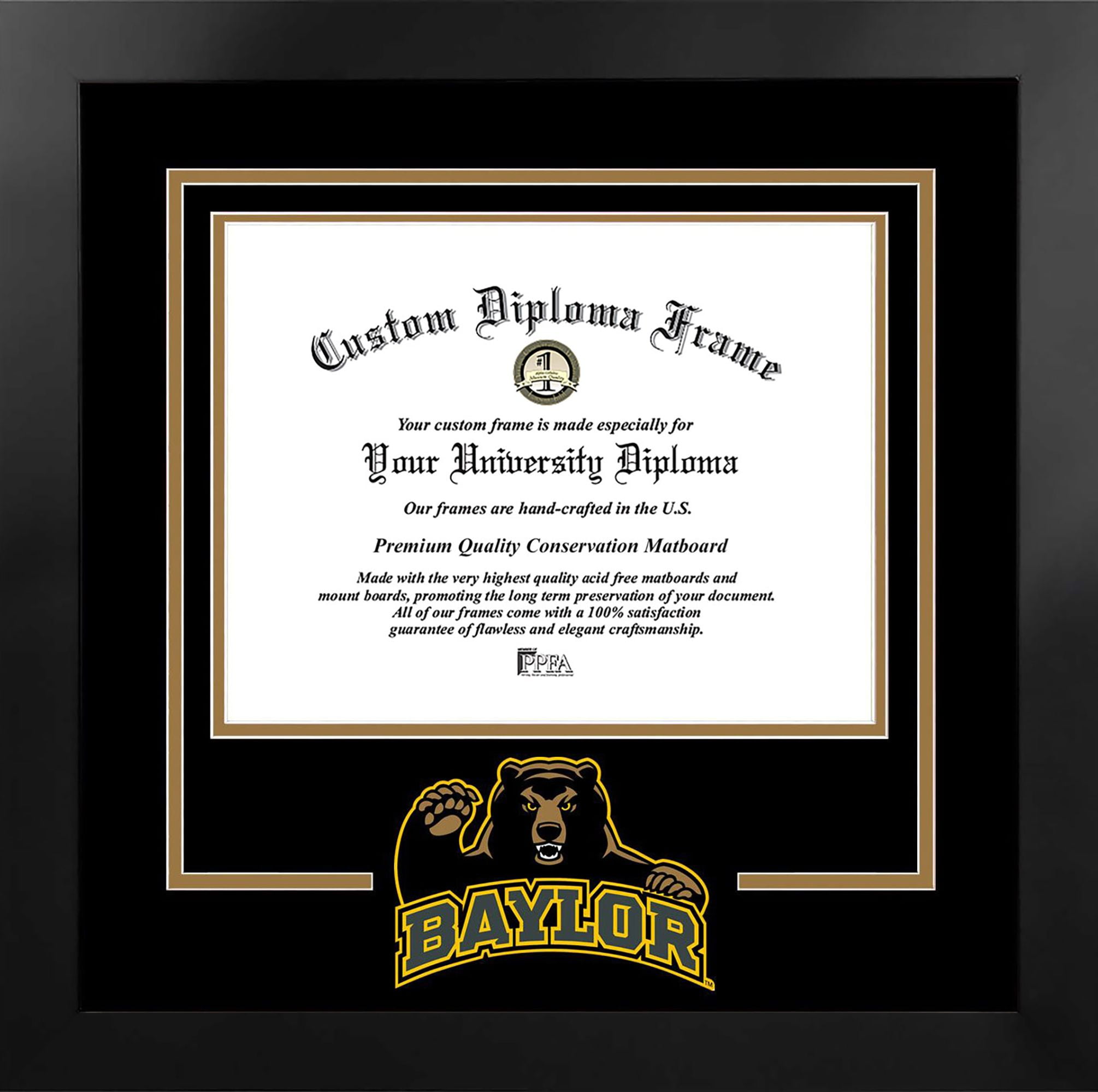 Baylor University Bears 14w x 11h Spirit Diploma Manhattan Black Frame ...