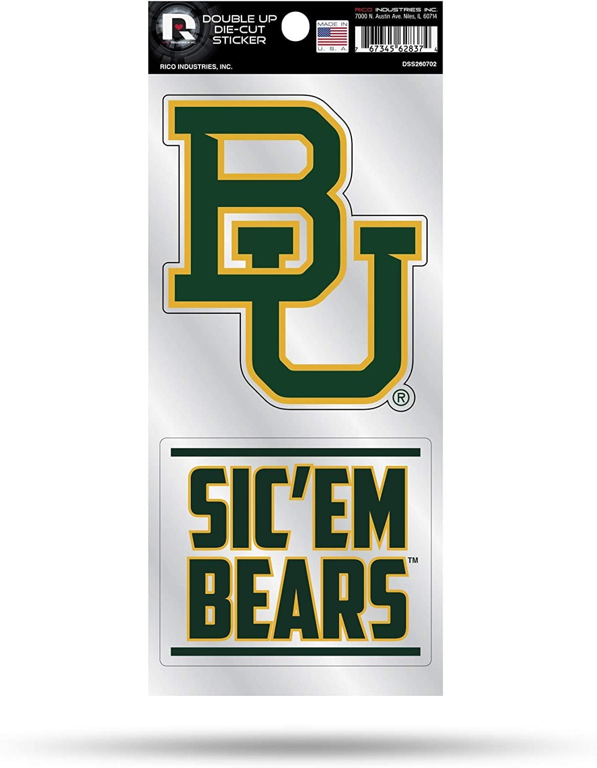 Baylor University Bears Double Up Die Cut Sticker Decal Sheet, 4x8 Inch ...