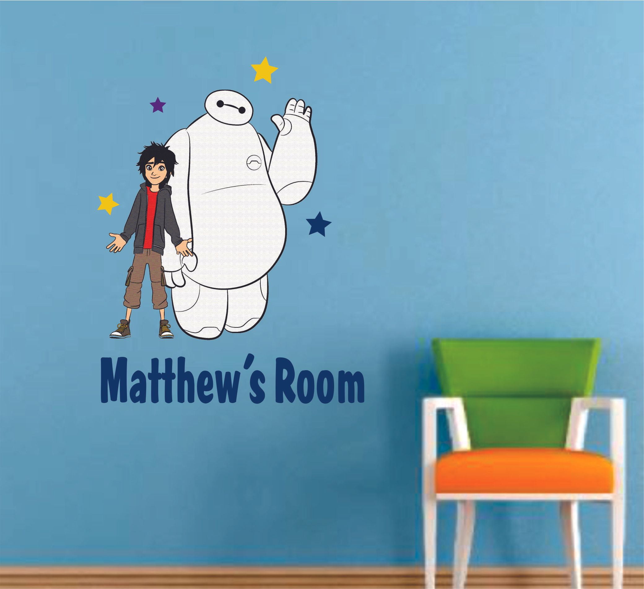 Baymax Big Hero 6 Hiro Hamada Cartoon Customized Wall Decal - Custom ...
