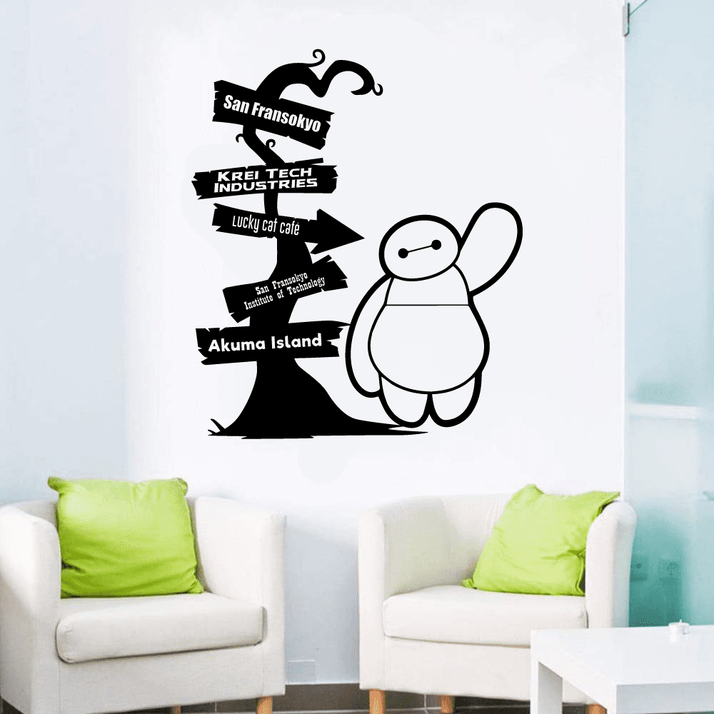 Baymax Big Hero 6 Pathway Map Sign Signage Cartoon Wall Sticker Art ...