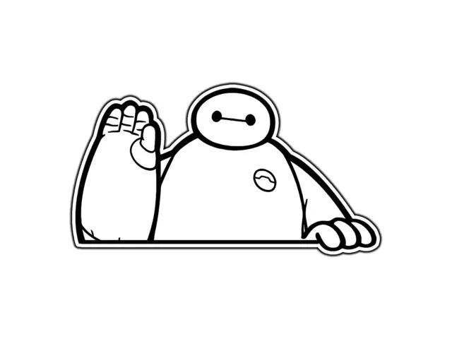 Baymax Peeker Black And White Waterproof Sticker Phone Decal Water ...