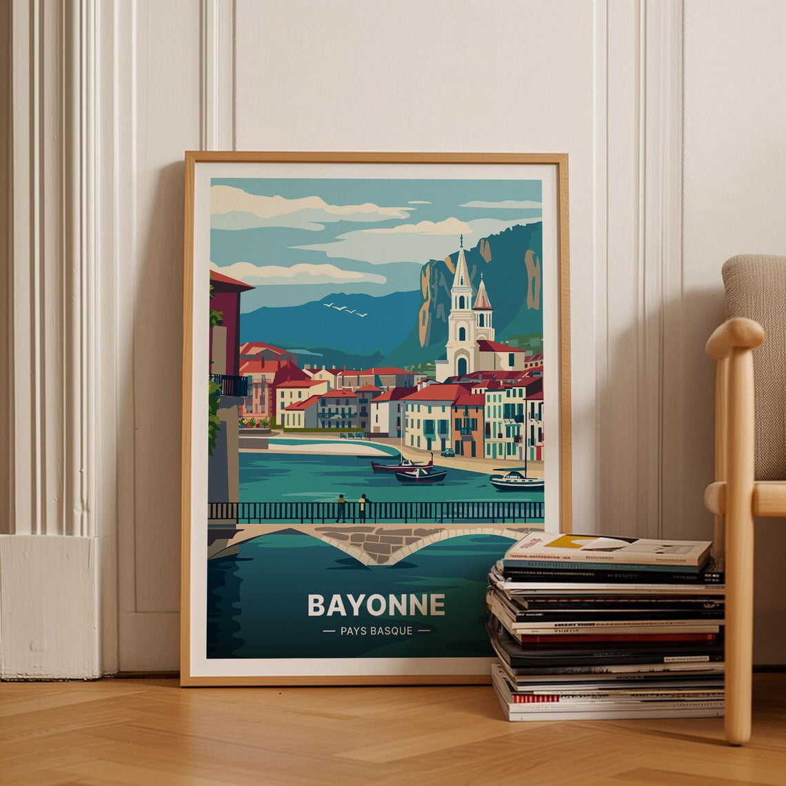 Bayonne, France Beach Scene Poster - Europe Travel, Basque Country Wall ...
