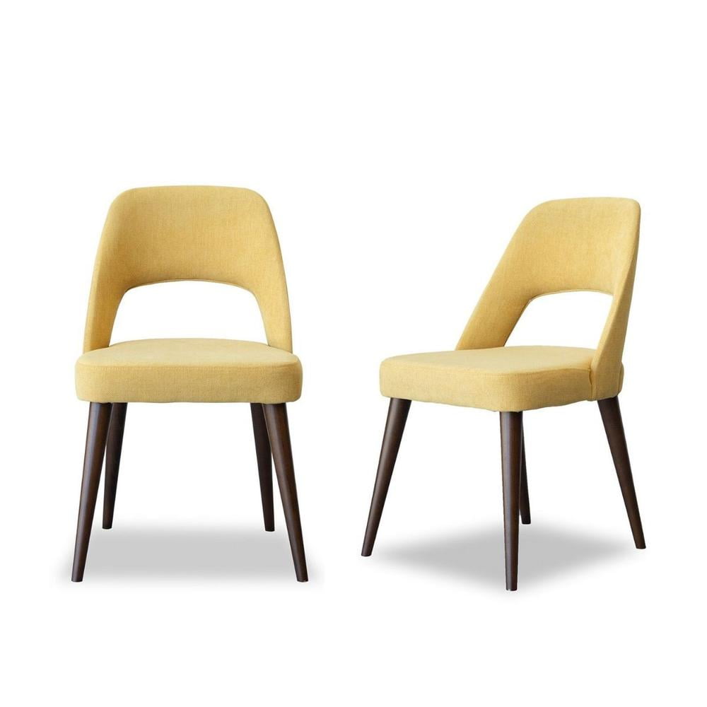 Bayonne Mid-Century Modern Fabric Dining Chair in Yellow Set of 2 ...