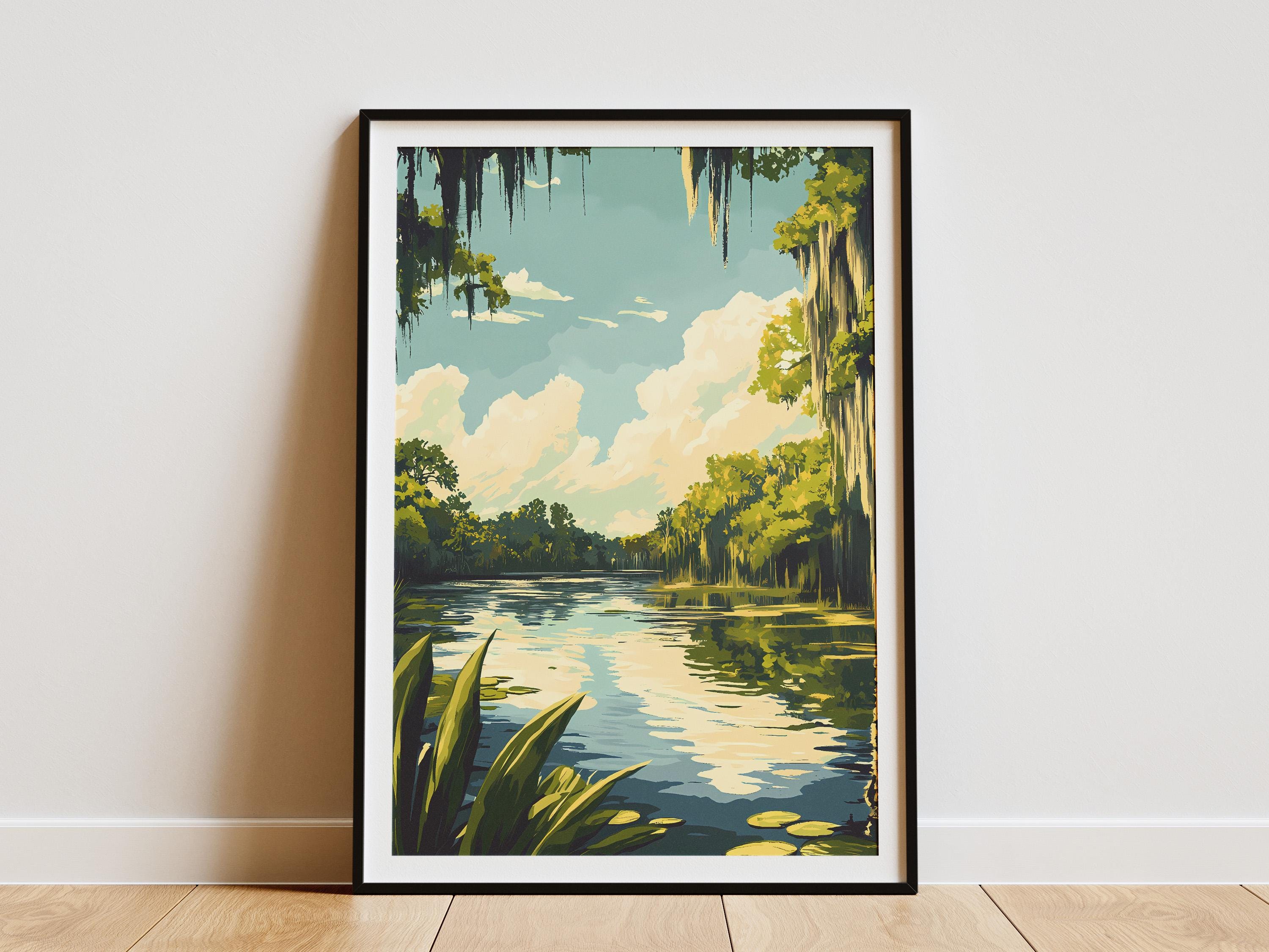 Bayou Bartholomew Poster Louisiana Swamp Landscape Art Print Nature ...