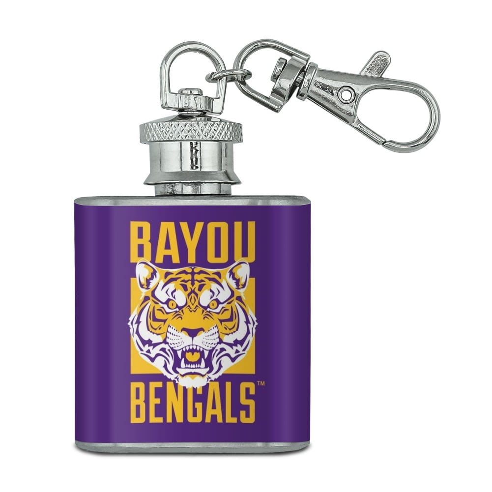 Bayou Bengals Fierce Tiger Stainless Steel 1oz Mini Flask Key Chain ...