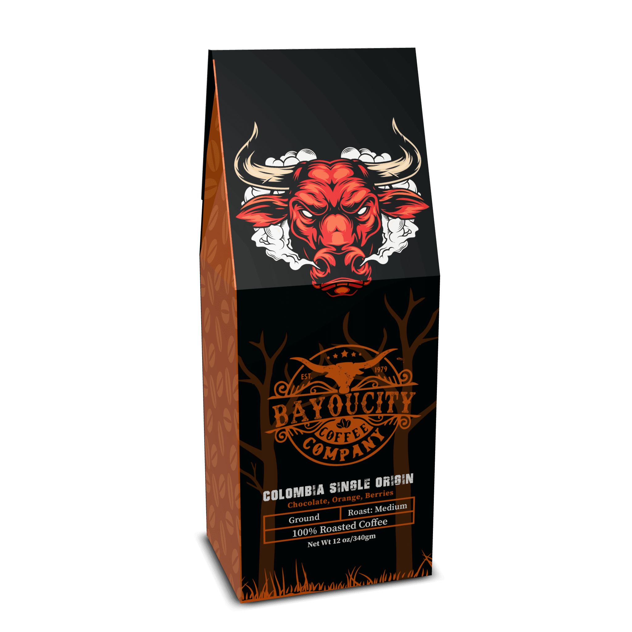 Bayou City Coffee Colombia Single Origin Organic & Fair Trade Medium Roast Whole Bean 12 oz ...