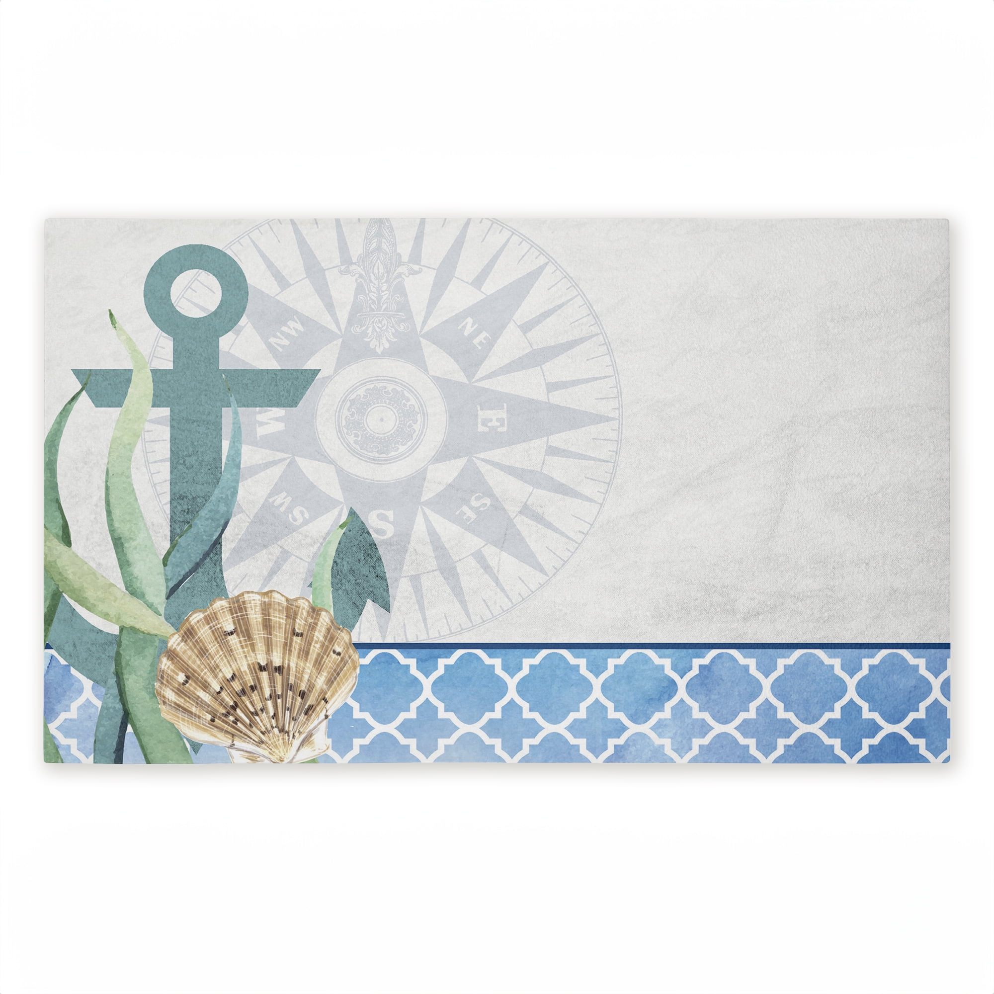 Bayside Anchor & Compass Printed Outdoor Door Mat, design by Kim Allen ...