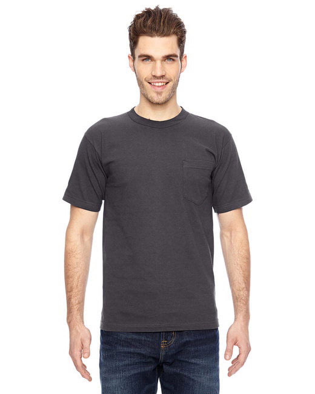 Bayside BA7100 Adult 6.1 oz., 100% Cotton Pocket T-Shirt - Walmart.com
