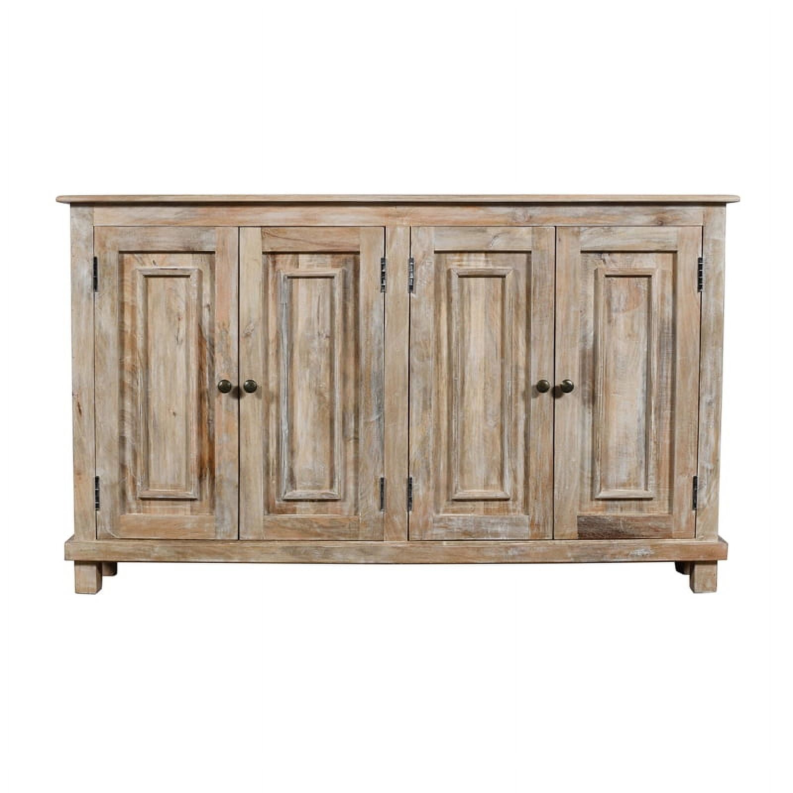 Bayside Jensen 4-Door Solid Wood Sideboard in Distressed Natural Finish - Walmart.com