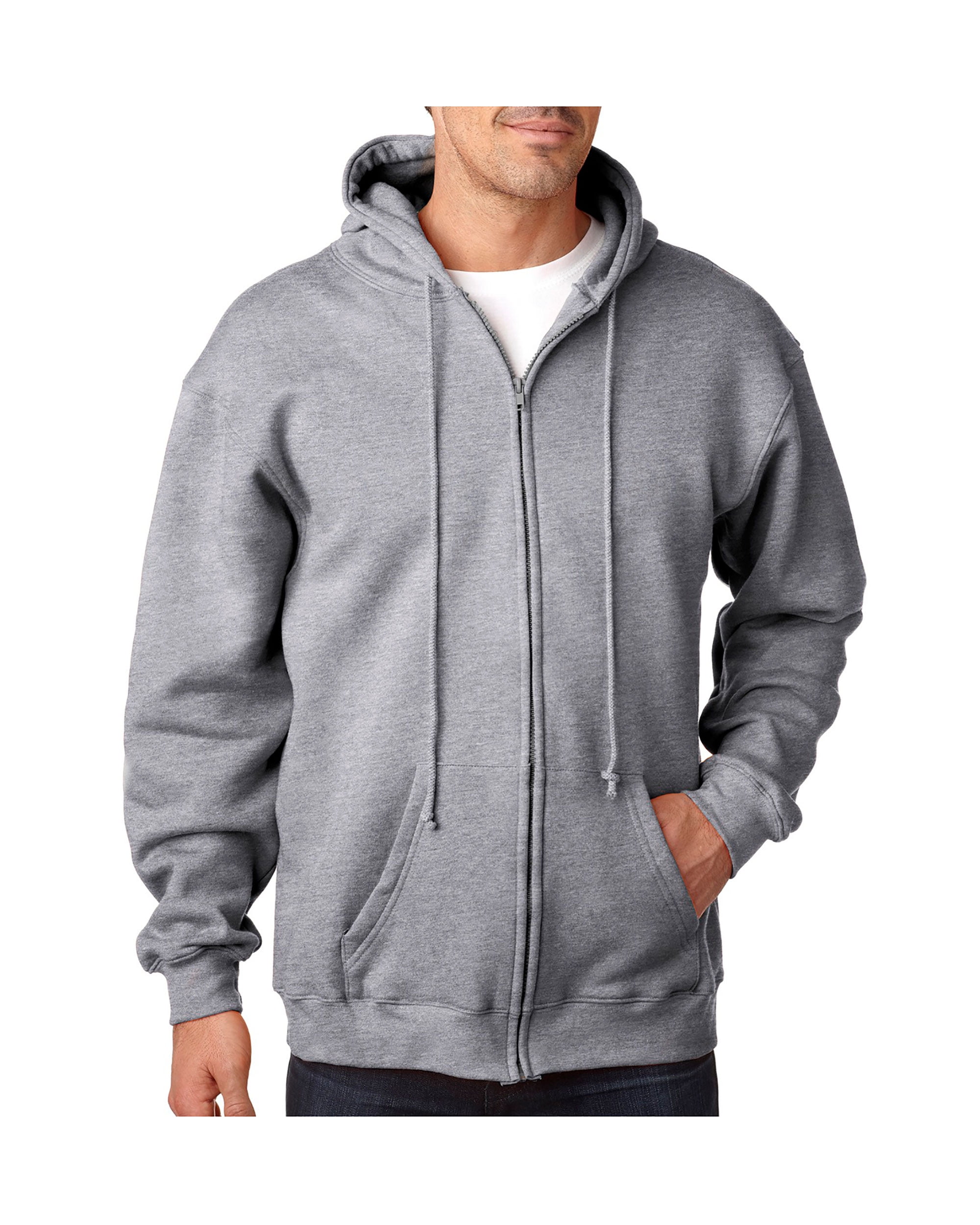 Bayside Men's Heavyweight Full Zip Hooded Sweatshirt, Style BA900 ...