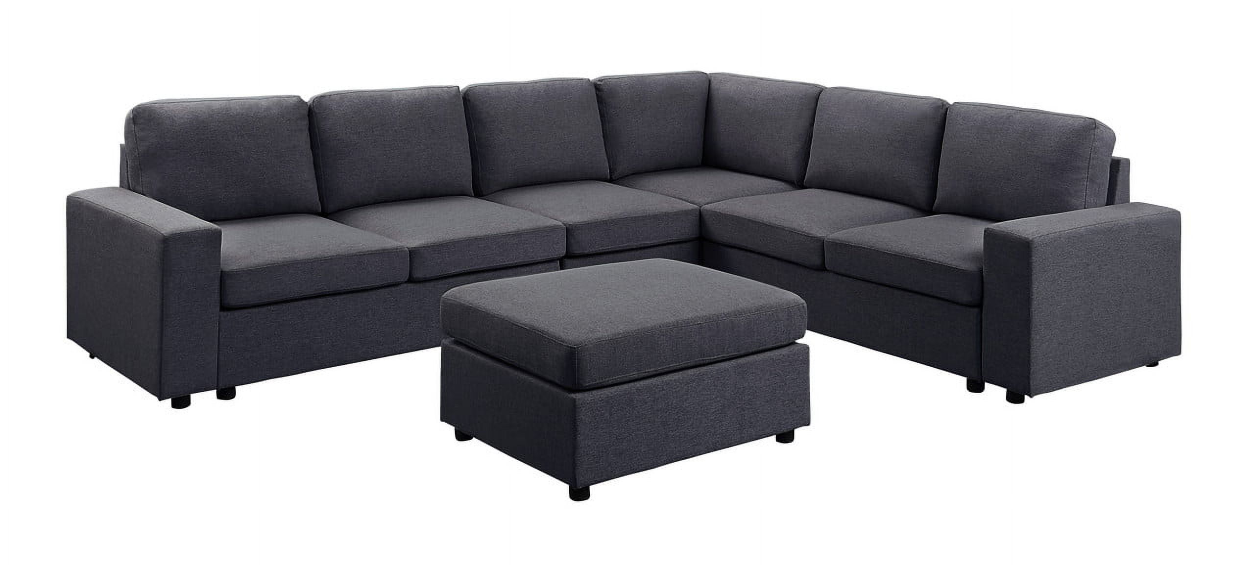 Bayside Collection Solid Wood Modular Sectional Sofa with Ottoman in ...