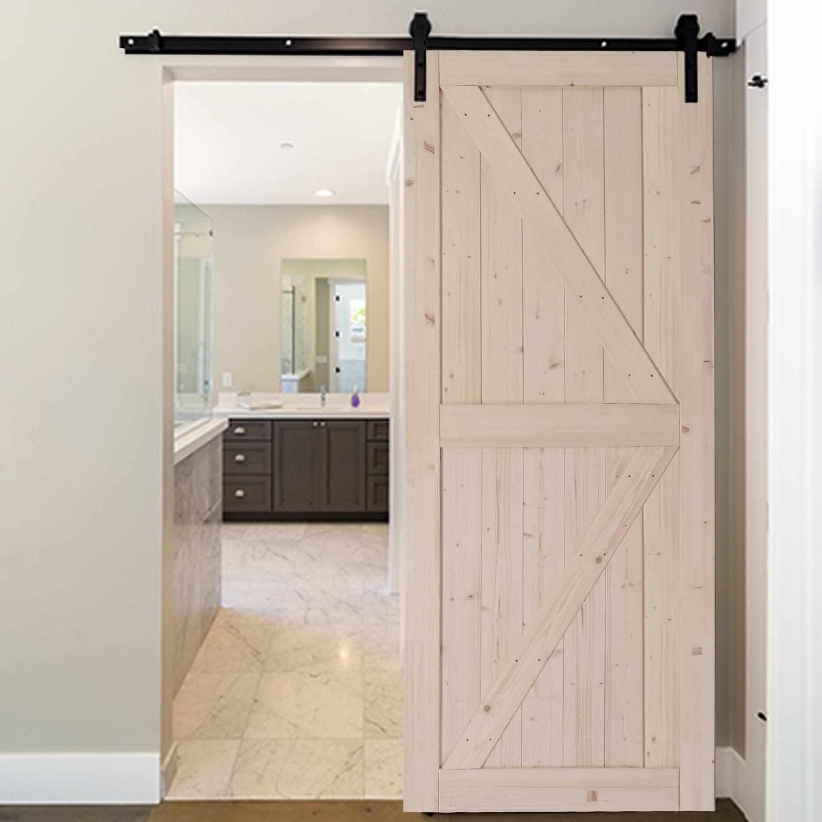 BaytoCare 36in x 84in Sliding Barn Wood Door Pre-Drilled Ready to ...