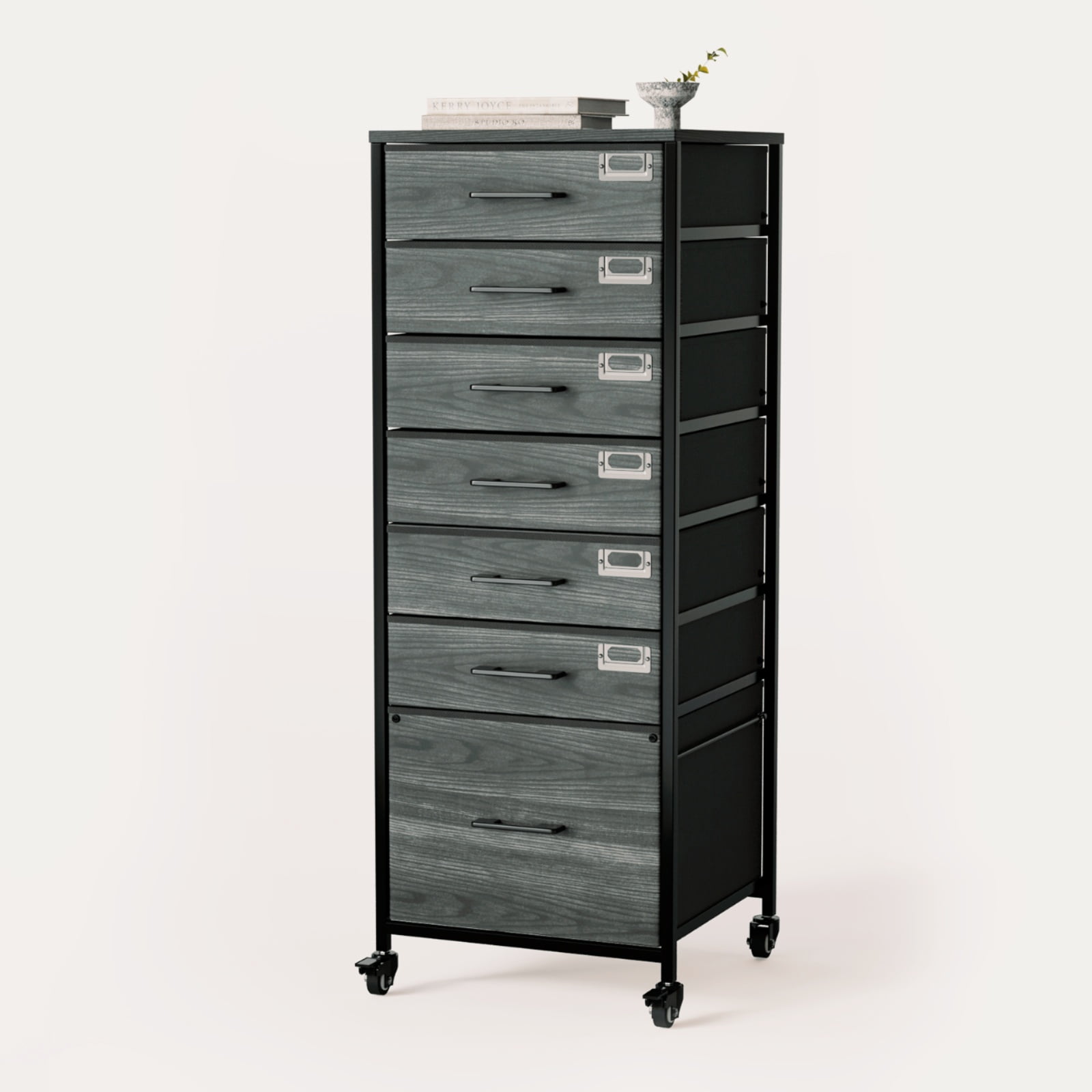 BaytoCare 42.7" Tall Six Drawers Vertical Movable File Cabinet with ...