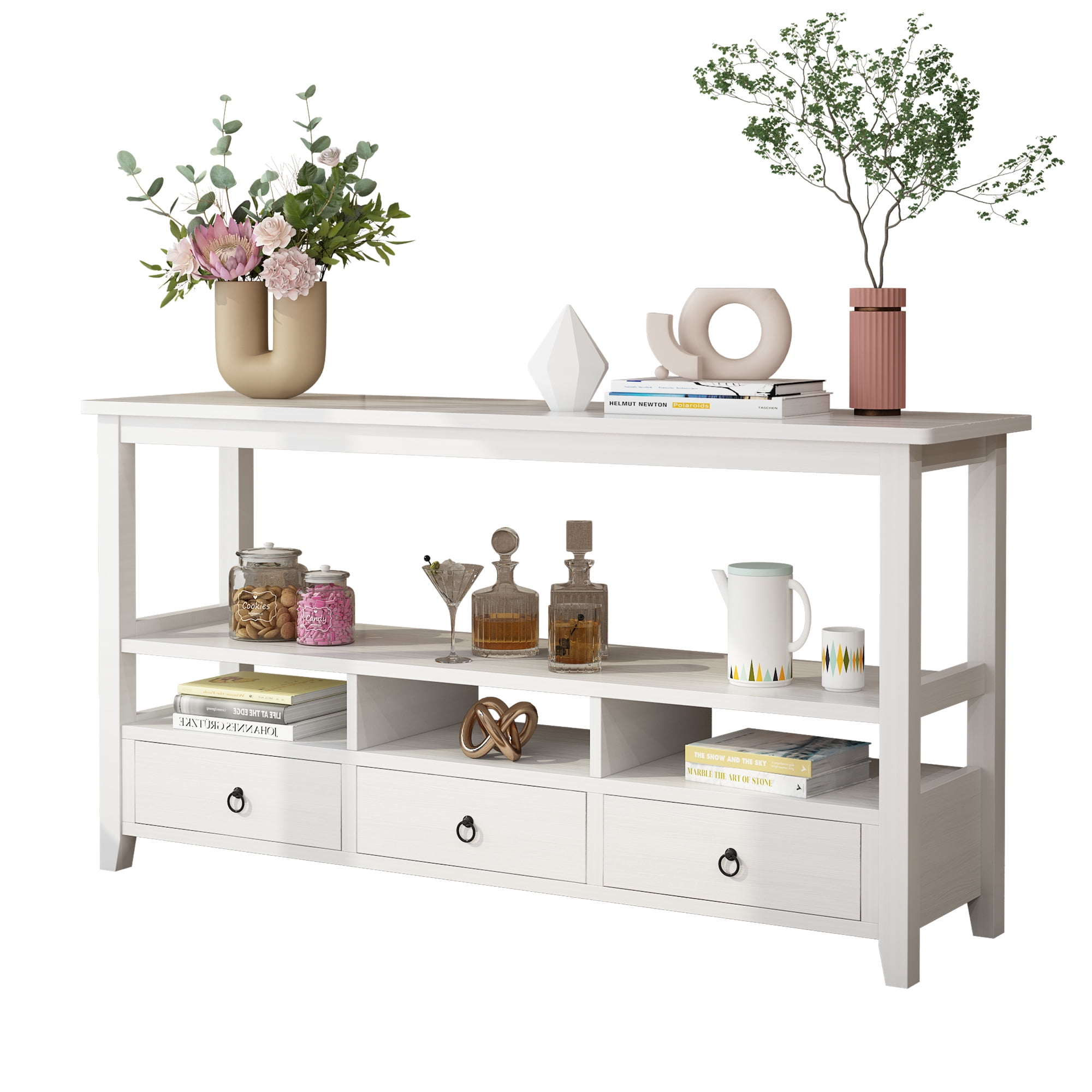 BaytoCare 58"L Console Table for Entryway with 3 Drawers and Storage ...