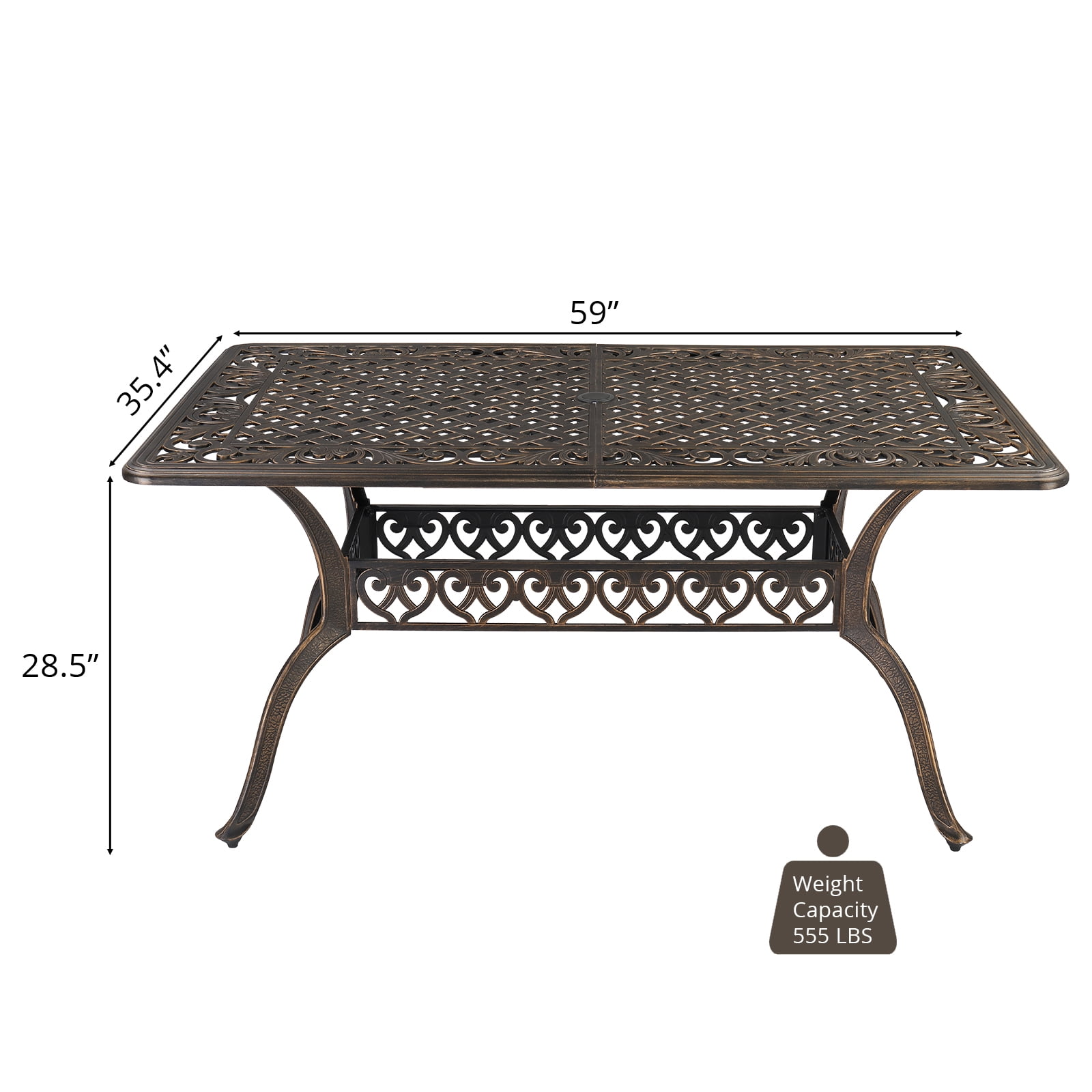 BaytoCare 59in Outdoor Metal Dining Furniture Antique Bronze Cast ...
