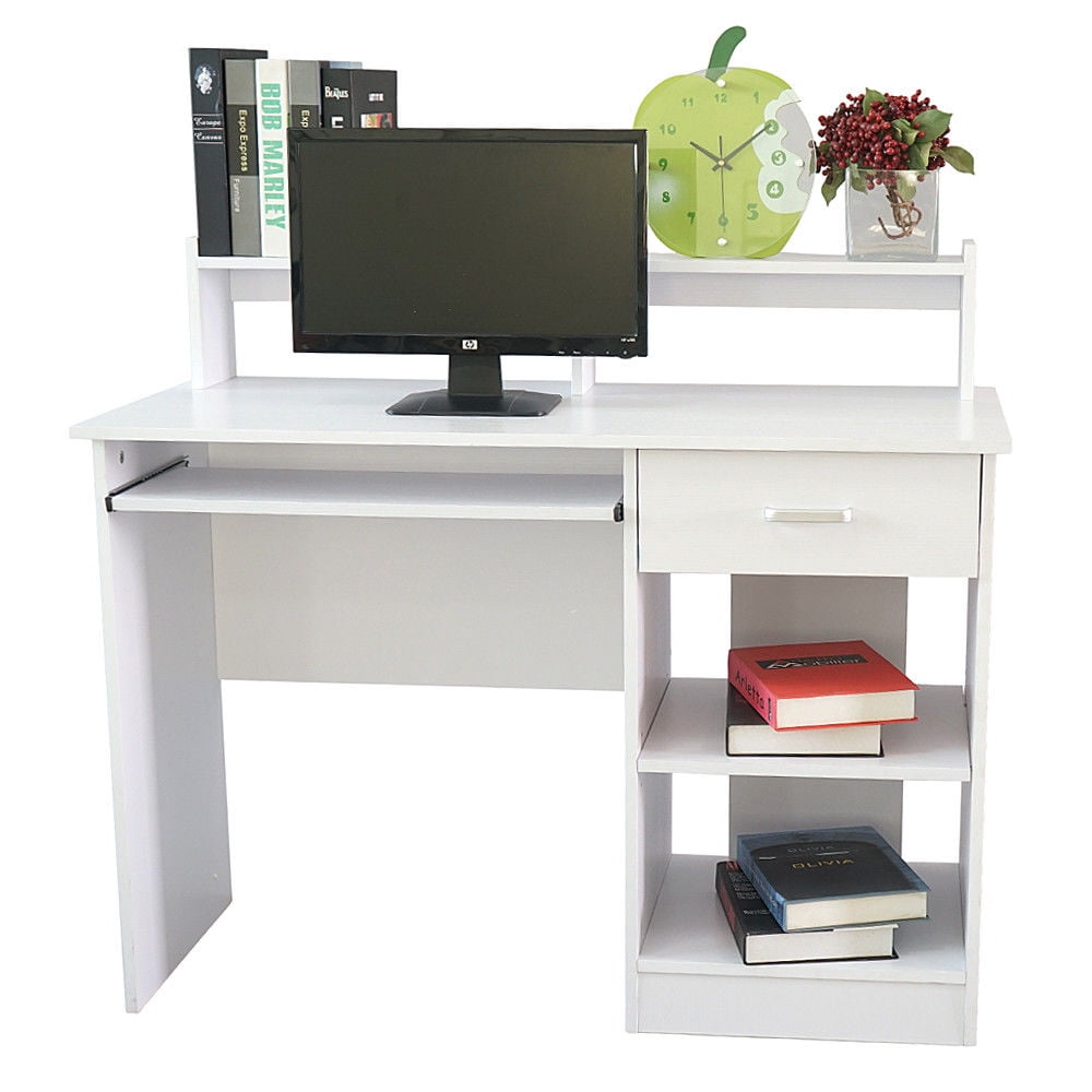 BaytoCare Computer Desk Laptop Table Drawer Shelf Furniture White Walmart