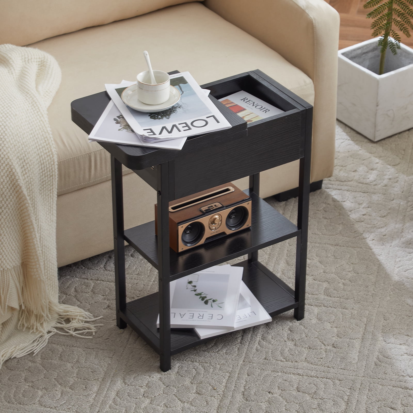 BaytoCare End Table with Charging Station, Side Table with USB Ports ...