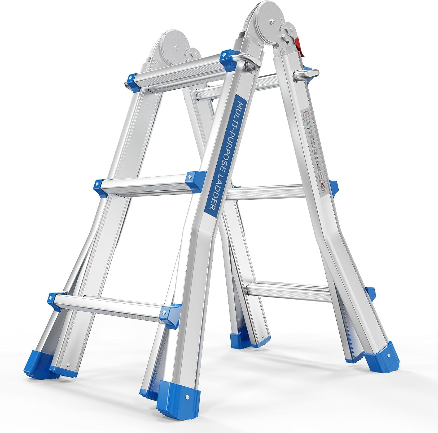 BaytoCare Extension Ladder, 13ft Reach Height A Frame 3 Step Ladder ...