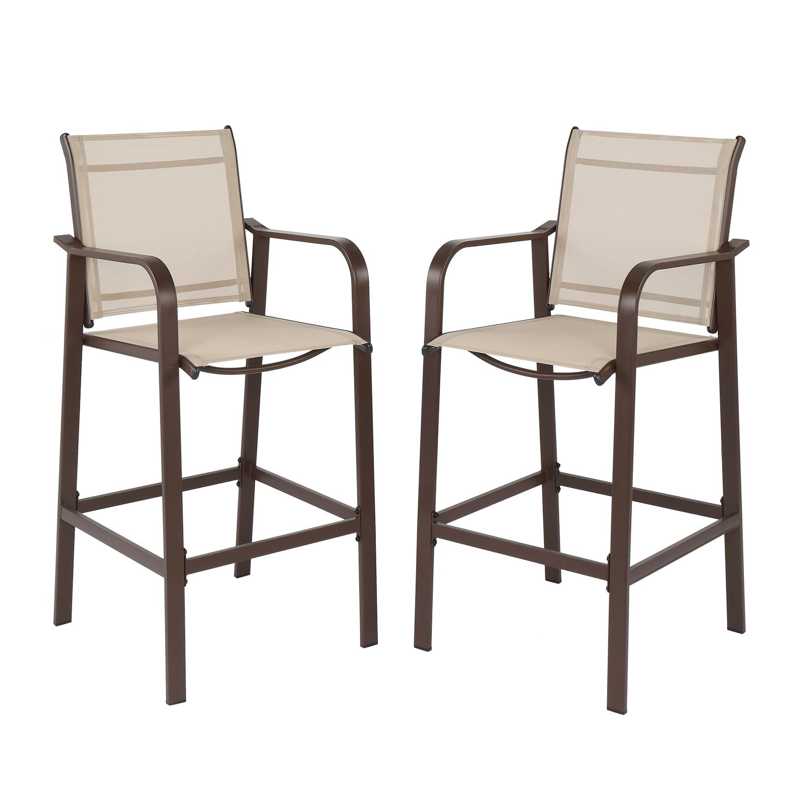 BaytoCare Set of 2 Outdoor Patio Bar Stools, High Metal Swivel Seating ...