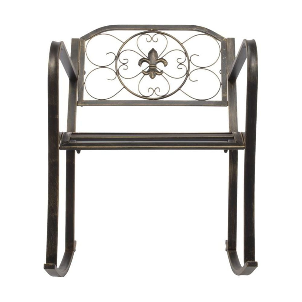 BaytoCare Single Rocking Chair Bronze Color, Metal Rocker for Porch ...