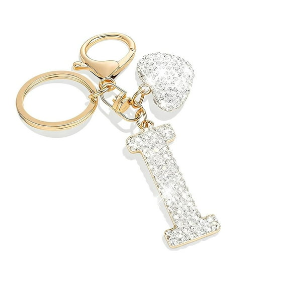 Bayufint Cute Bling Initial Letter Keychain with Heart Design for Car ...