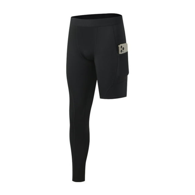 Baywell Mens One Leg Compression Tights For Basketball Quick Dry