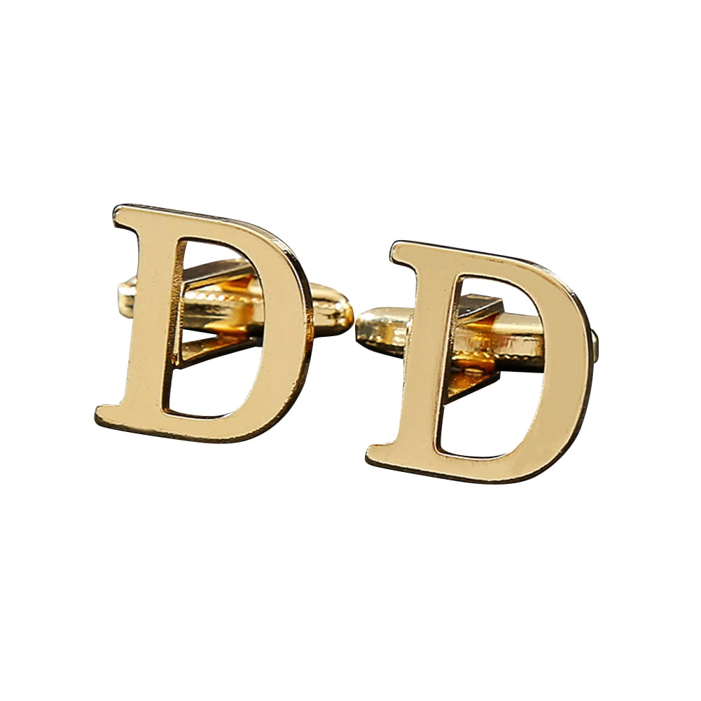 Baywell 1 Pair Initial Cufflink for Men, Classic Gold Letter Alphabet ...