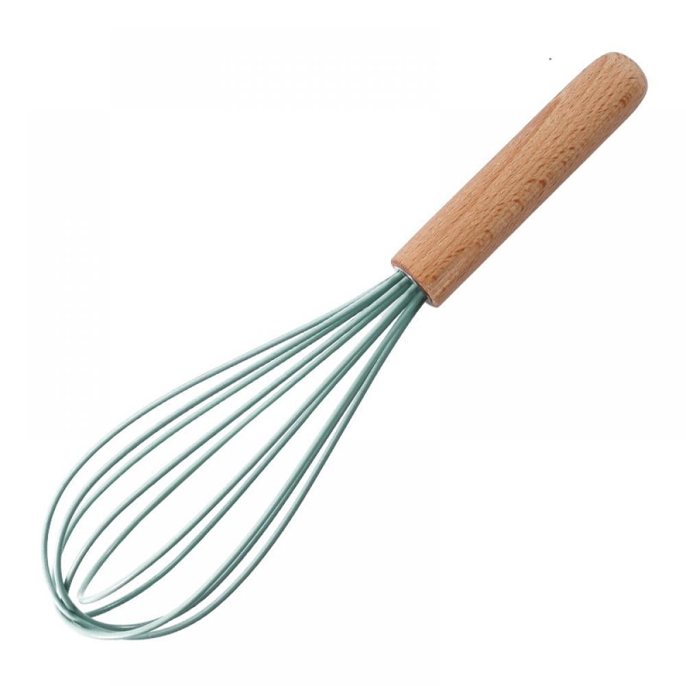Baywell 10" Silicone Whisk with Wood Handle - Black Whisk head with ...
