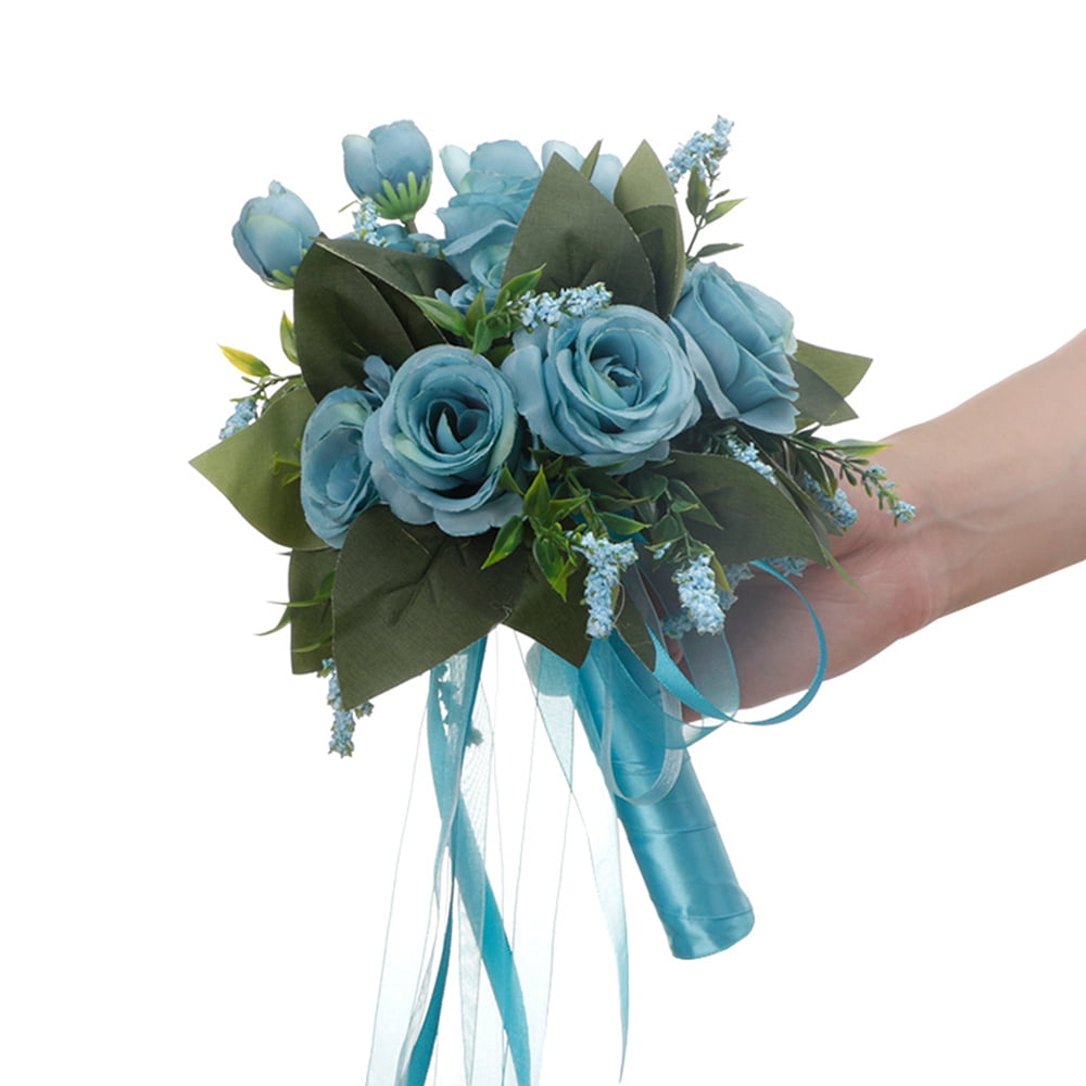 Baywell 10 inch Wedding Bouquet,Artificial Rose Flower for Bride ...