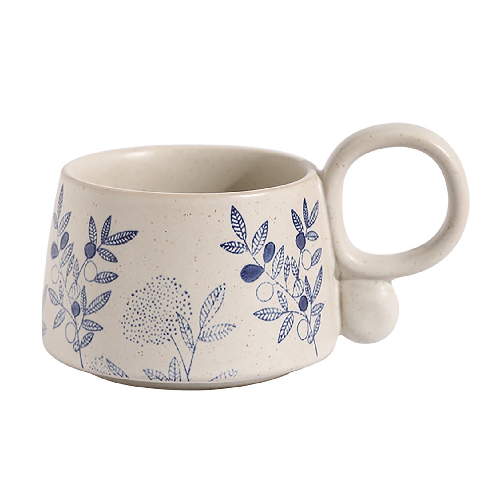 Baywell 12 oz Vintage Cups With Big Handle,Vntage Coffee Mug With Blue ...