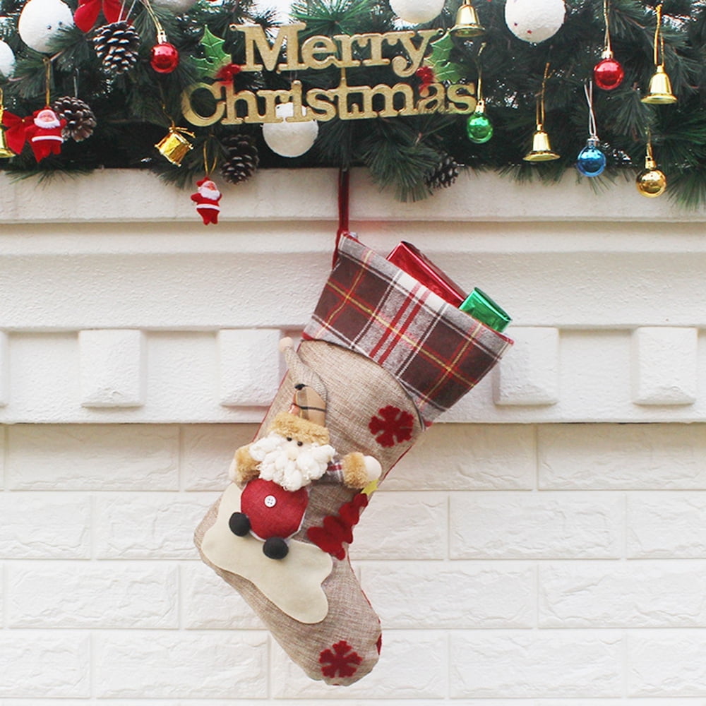 Baywell 17.5" Christmas Stocking Classic Large Stockings Santa, Snowman ...