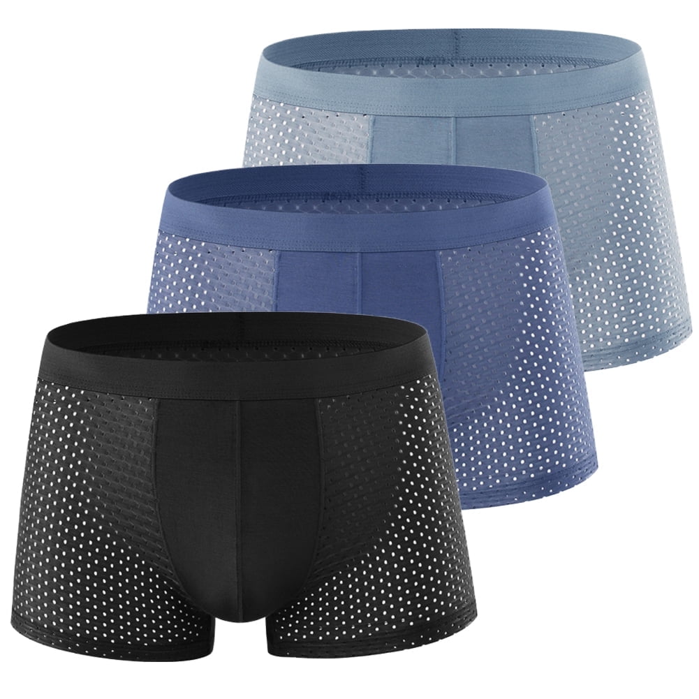 Baywell 3 Pack Men's Underwear Boxer Briefs Summer Lightweight Mesh ...
